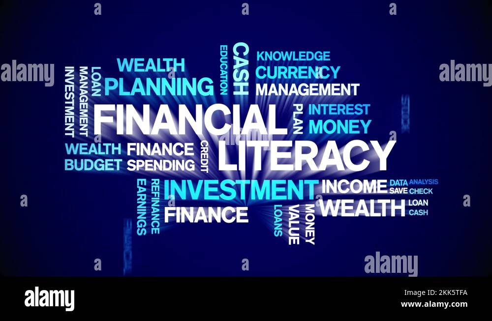 4k Financial Literacy Animated Tag Word Cloud,Text Animation seamless ...
