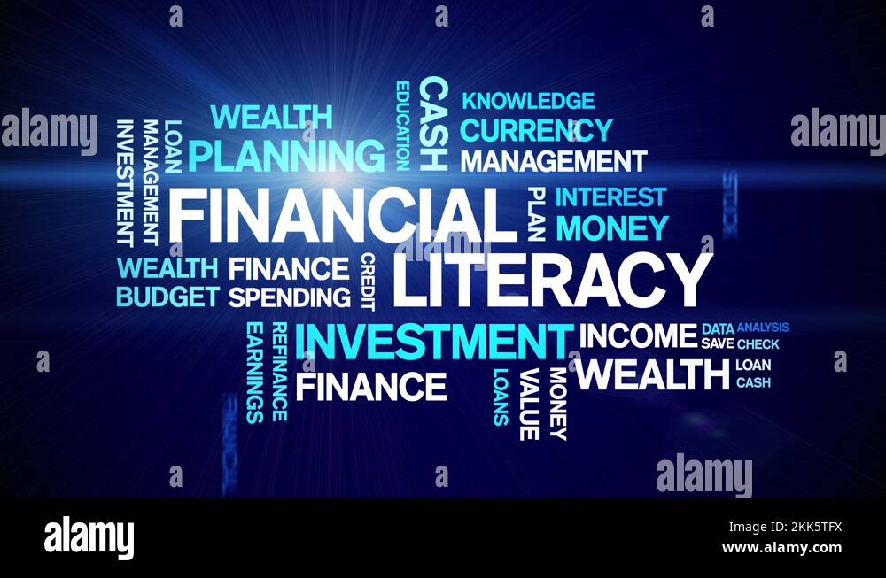 4k Financial Literacy Animated Tag Word Cloud,Text Animation seamless ...