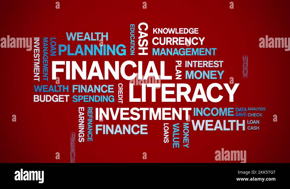 4k Financial Literacy Animated Tag Word Cloud,Text Animation seamless ...