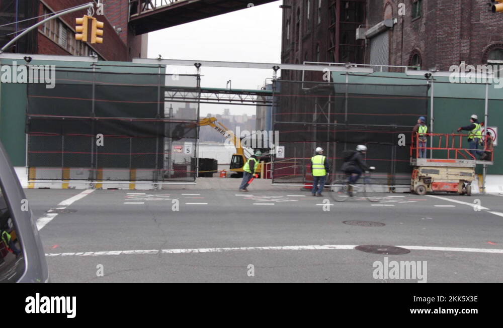 Wide Shot, Construction Site at Domino Sugar Factory Redevelopment in ...