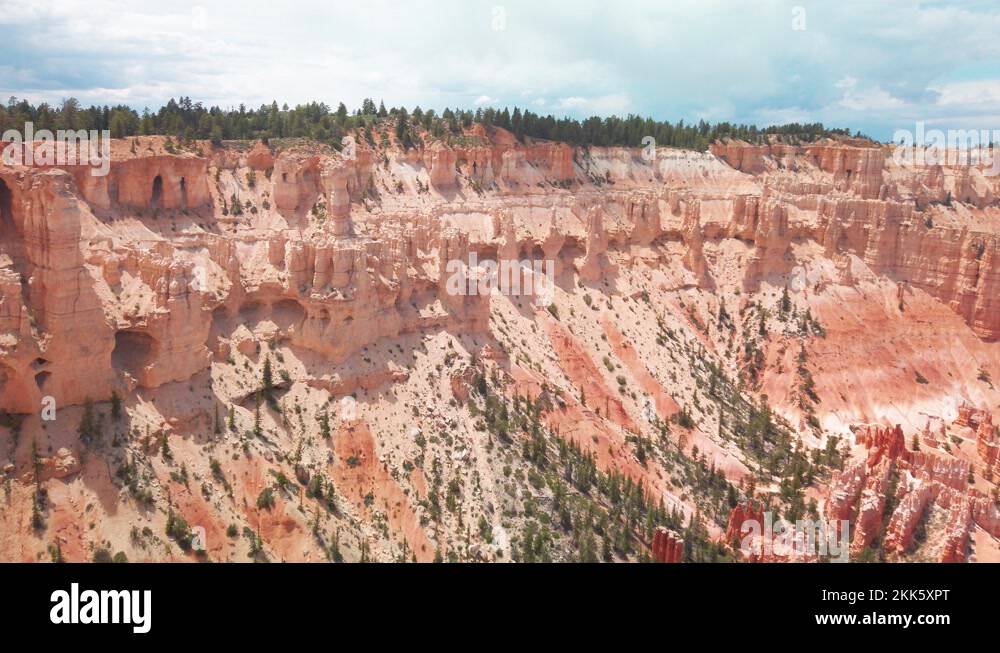 Slow panning shot across Bryce Amphitheater at Bryce Canyon National ...