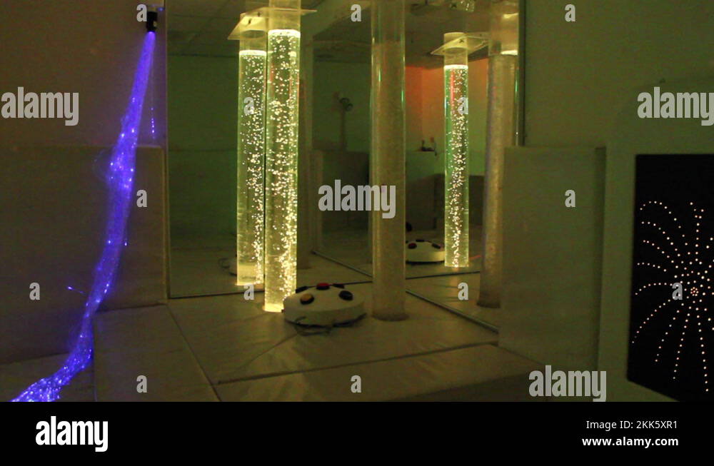 Wide Shot of Snoezelen Room, Multi Sensory Environment (MSE), Lights ...