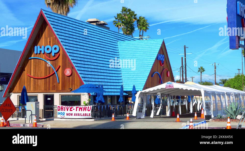 IHOP restaurant outdoor drive thru under the tent during coronavirus ...