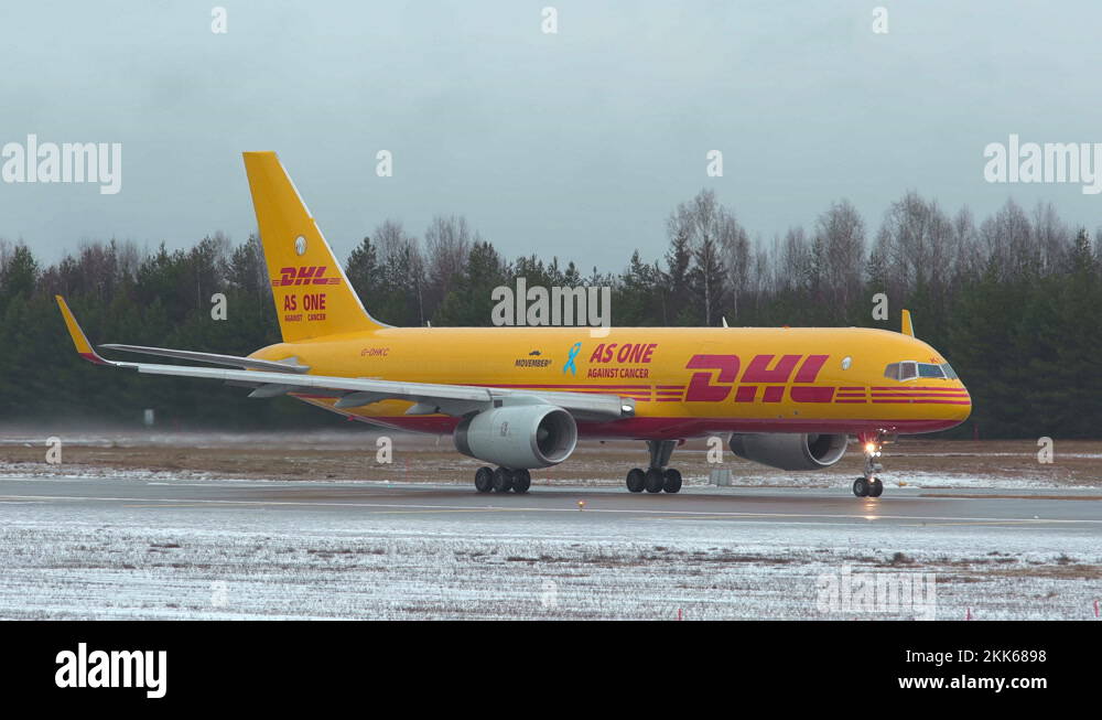 cargo airplane takeoff dhl air boeing 757 movember against cancer ...
