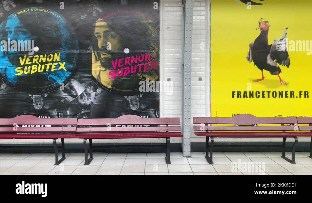 Different scenes of Paris as seen from a moving subway train in ...