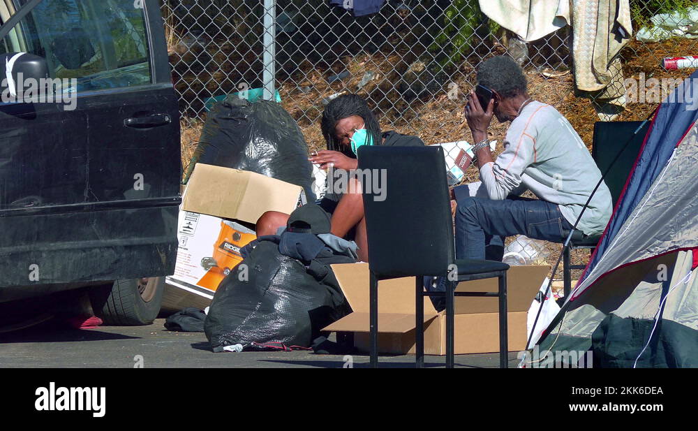 Homeless African-American people living in tent during COVID-19 ...