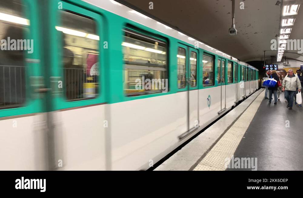 Different scenes from a day travelling around in the Paris Subway ...