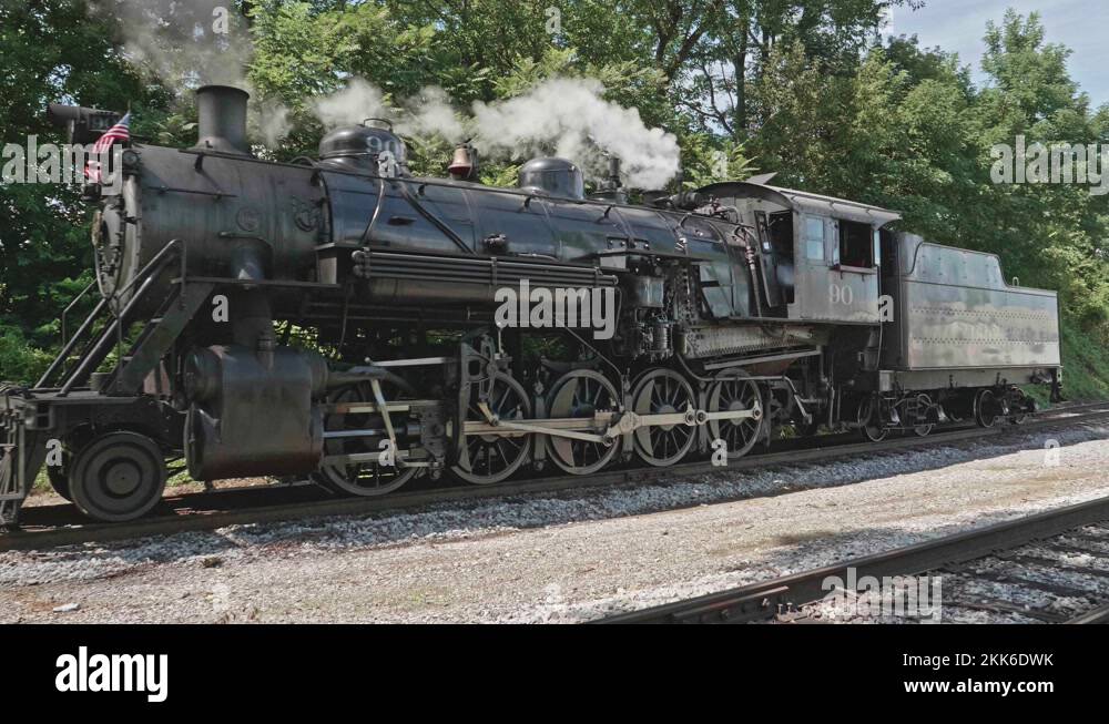 Antique Steam Locomotive Traveling Around a Bend on a Spur to Hook Up ...
