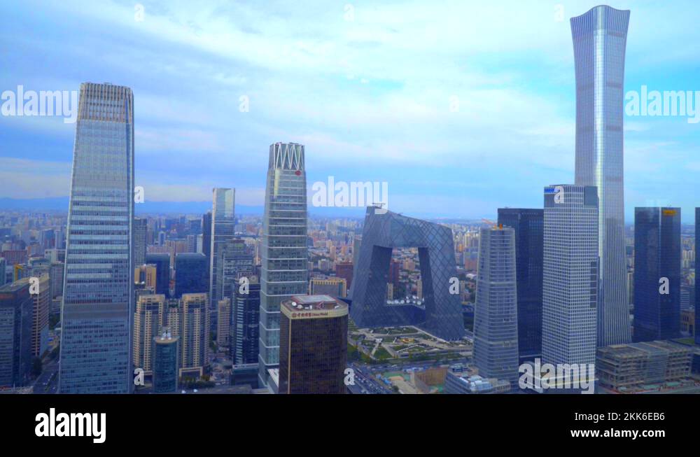 Overlooking the high-rise buildings in Beijing, China，CCTV Stock Video ...