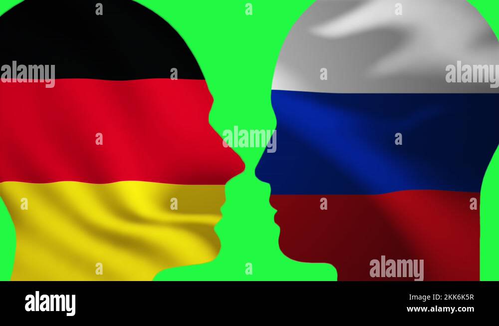 Russia And Germany, Animatied Flags Of Both Countries, Representing ...