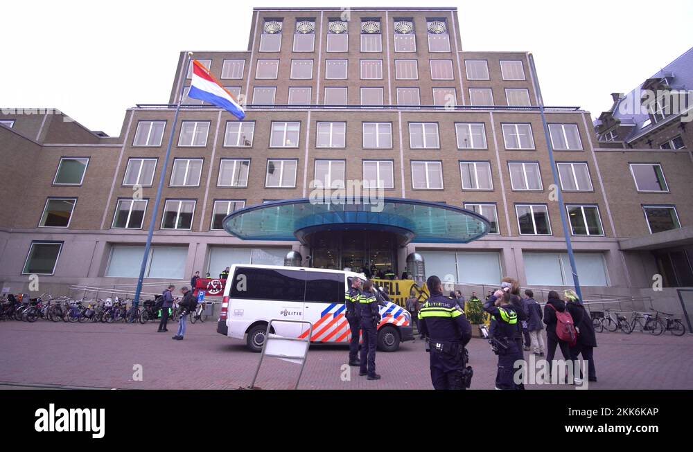 Police Visibility In Front Of Royal Dutch Shell Headquarters Building ...