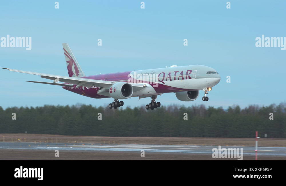 airplane qatar airways boeing 777 fifa world cup livery landing Stock ...