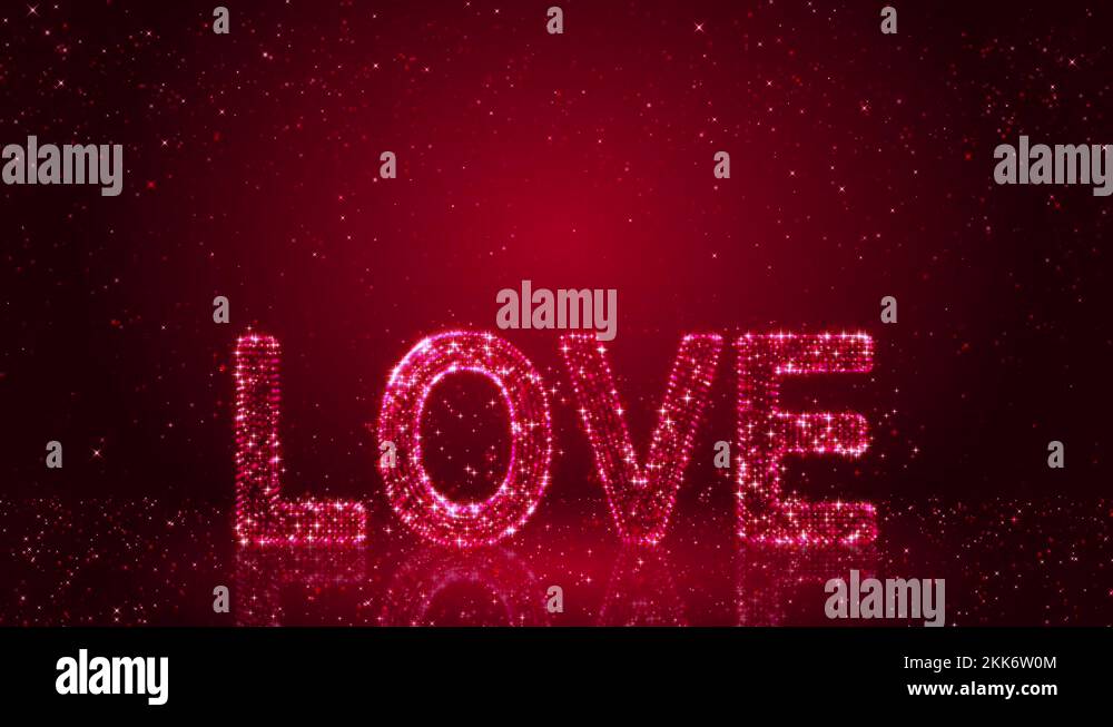 3d love text shining with stars,glowing glitter,dark red gradient ...