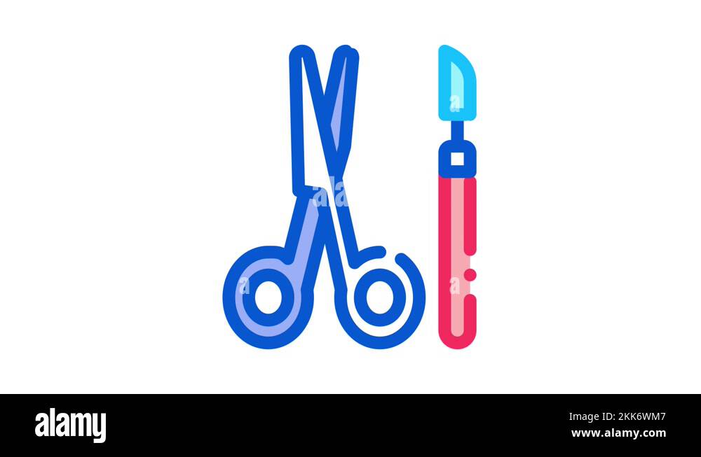 surgical scalpel and scissors Icon Animation Stock Video Footage - Alamy