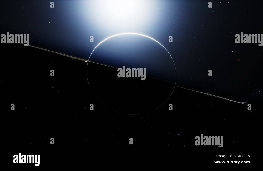 A beautiful 3D animation of the planet Saturn and it's rings, seen from ...