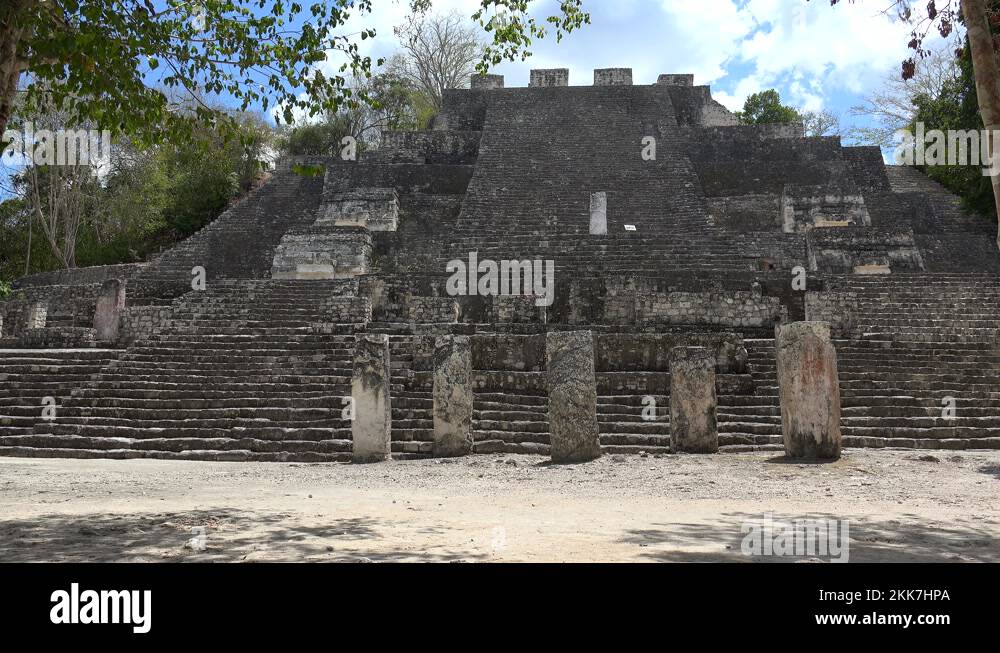 Pyramid (Structure II) of the Calakmul Mayan Ruins. Campeche, Mexico Stock Video Footage - Alamy