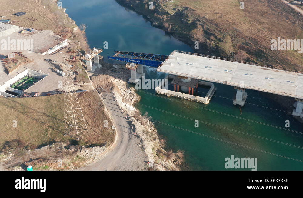 Construction site of a concrete road bridge - infrastructure ...