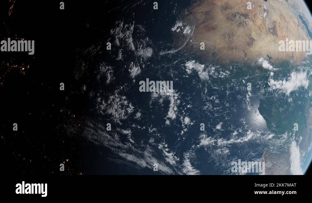 Realistic CGI Spinning Planet Earth Close-Up Animation with Day and ...