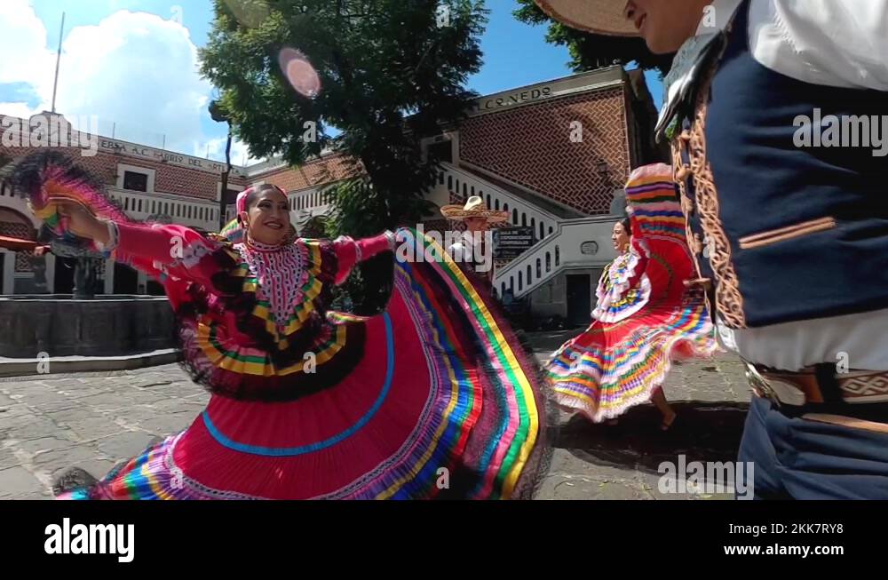 Mexican folk dance, Mexican dancers, Downtown Puebla, Jarabe Tapatio Stock Video Footage - Alamy