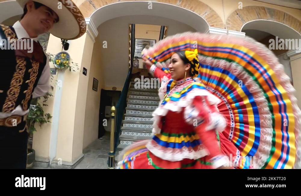 Mexican folk dance, Mexican dancers, Downtown Puebla, Jarabe Tapatio Stock Video Footage - Alamy