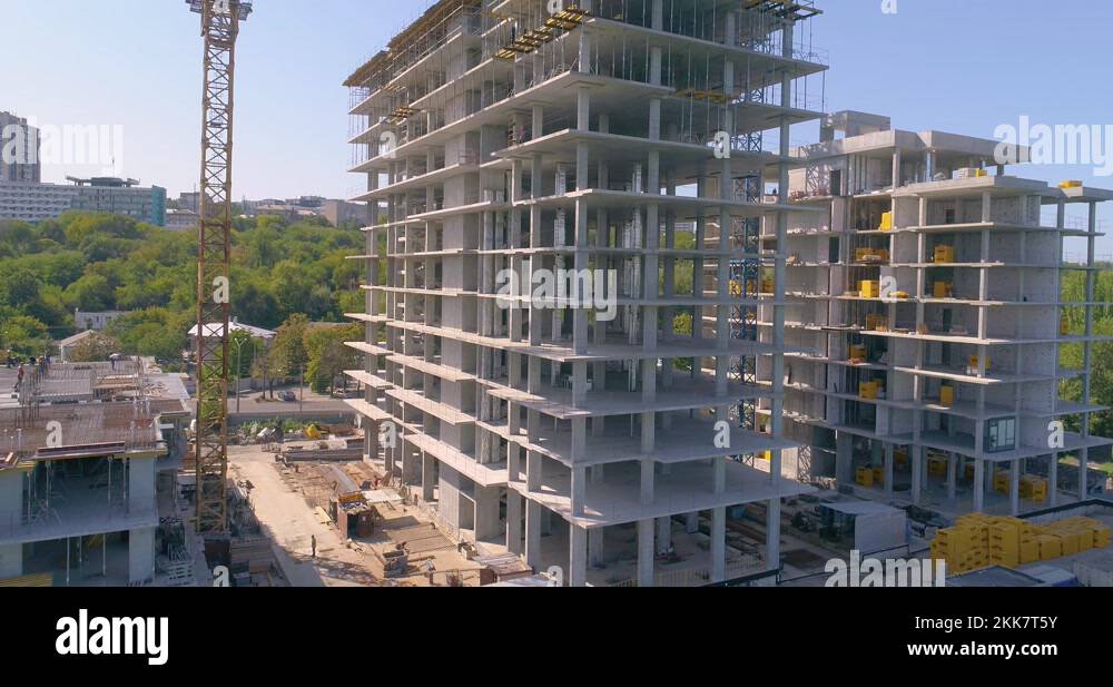 Construction of apartments. Construction process of a residential ...