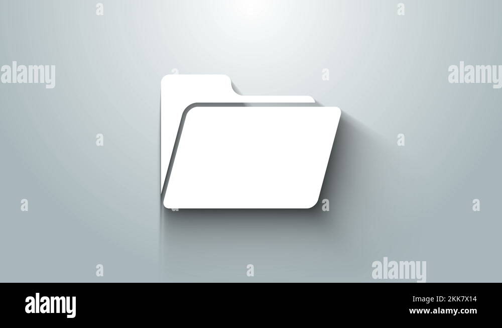 White Document folder icon isolated on grey background. Accounting ...