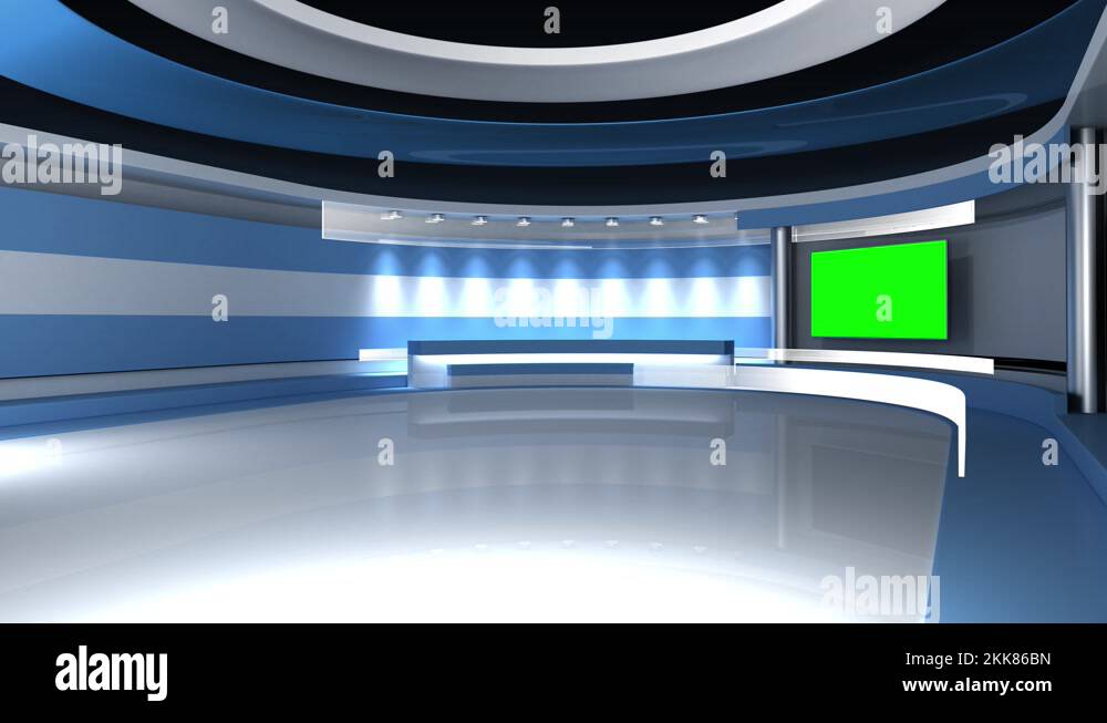 TV studio. Light blue background. News studio Stock Video Footage - Alamy