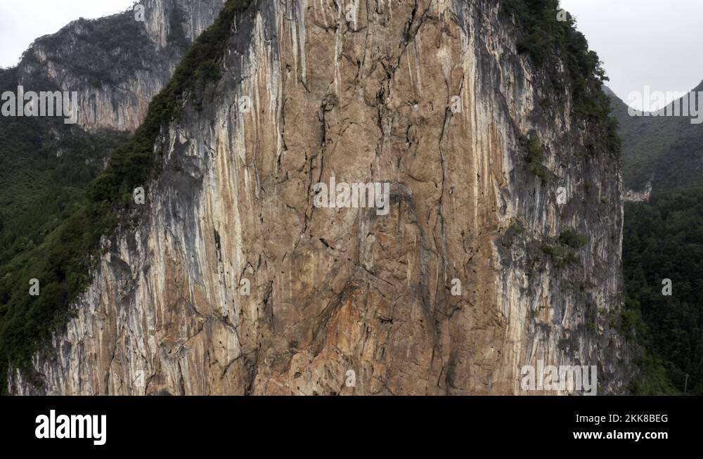 Karst mountain rock face, rock climbing in rural China, Getu Valley ...