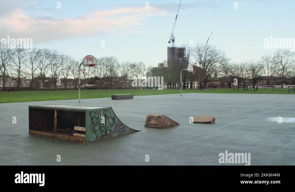 skatepark on basketball court hackney down parc with building ...