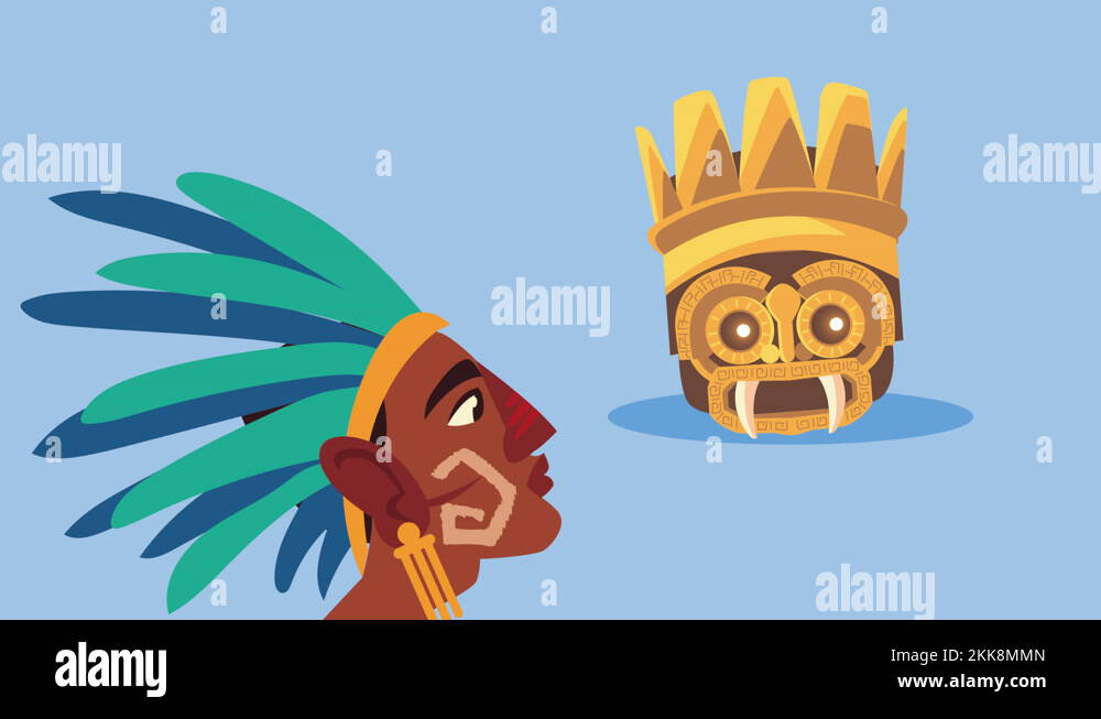culture aztec idol head and native profile animation Stock Video ...