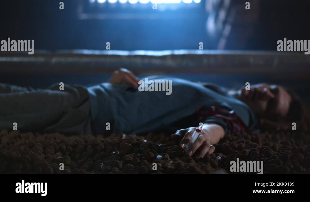 Portrait Of Drug Addict Man Lying On Floor Holding Syringe Stock Video Footage Alamy