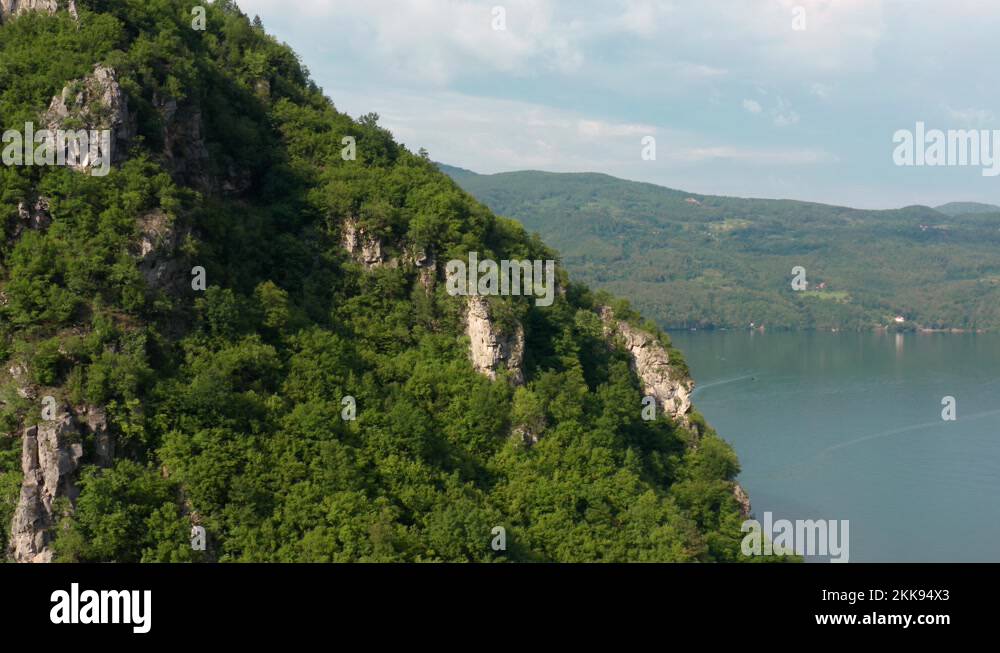 Perucac Lake, Serbia. Aerial View of Cliff Above Drina River Reservoir ...