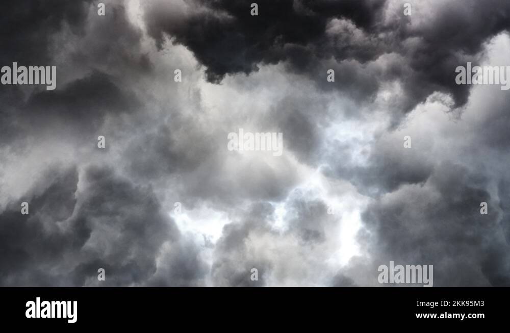 thunderstorms, strikes of thunder and thunder inside thick and dark ...