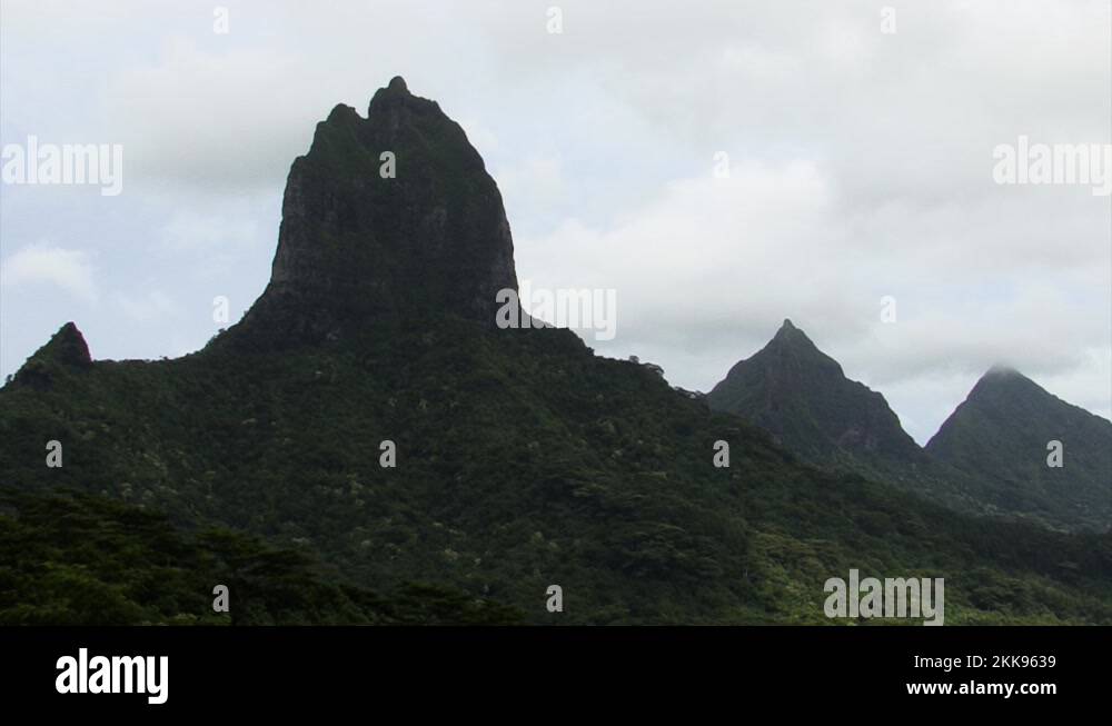 Mount Tohivea or Tohiea from Moorea, French Polynesia Stock Video ...