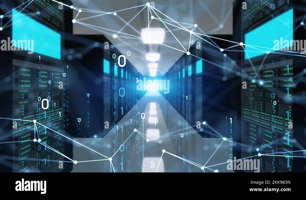 Communication network concept. Digital transformation. Data center ...