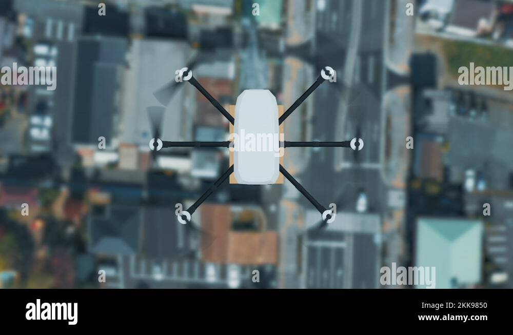 Drone delivery concept. Autonomous unmanned aerial vehicle used to ...