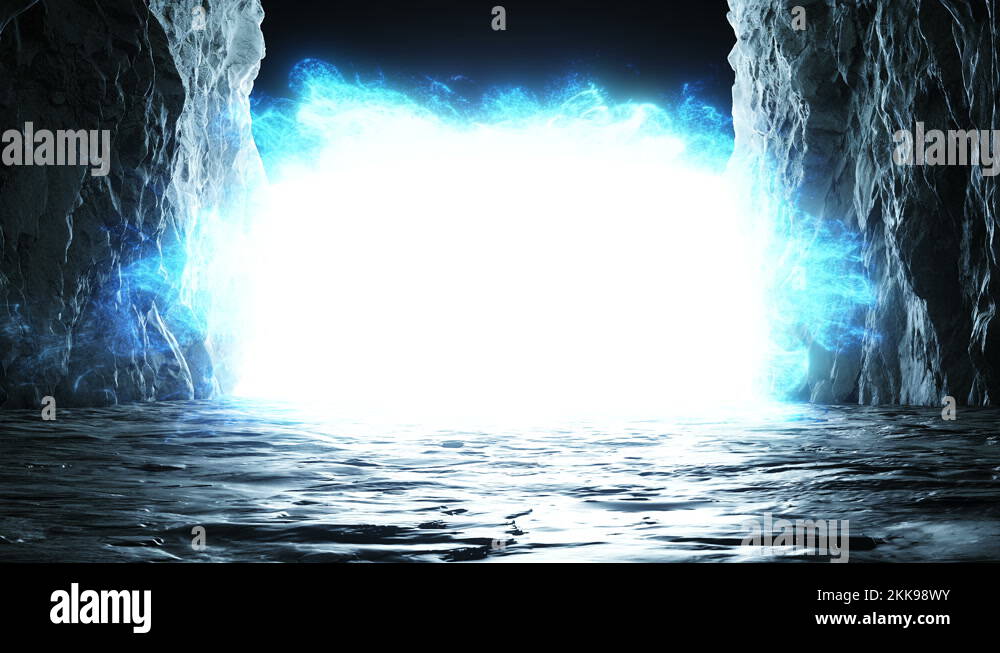 Magic, light portal with particles. Fairy place. Realistic 4k animation ...