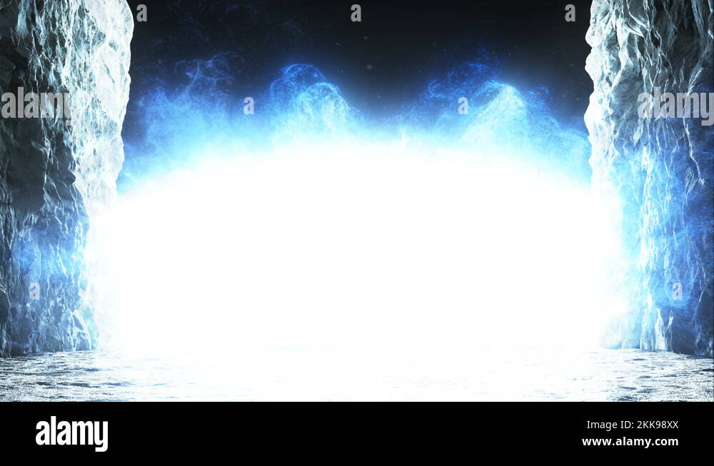 Magic, light portal with particles. Fairy place. Realistic 4k animation ...