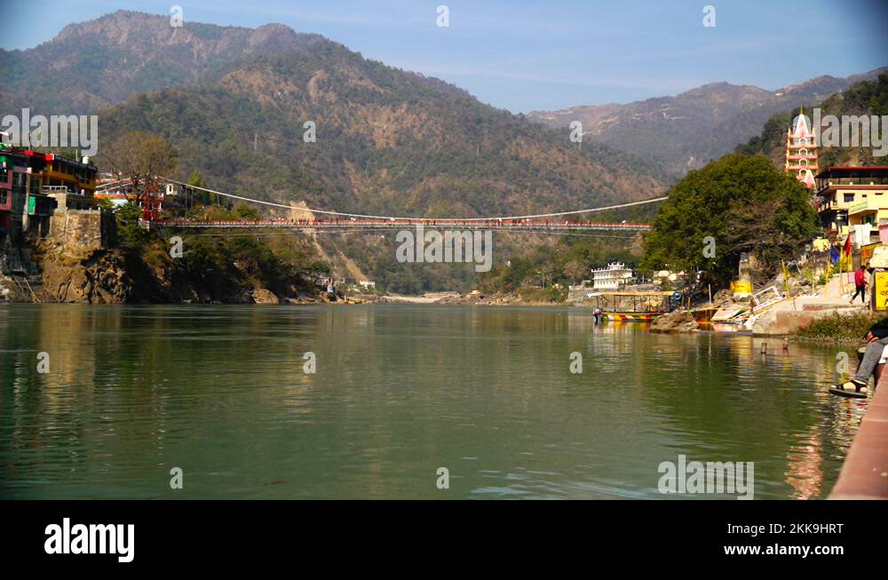 Ram Jhula This long famous pedestrian suspension bridge crossing the ...