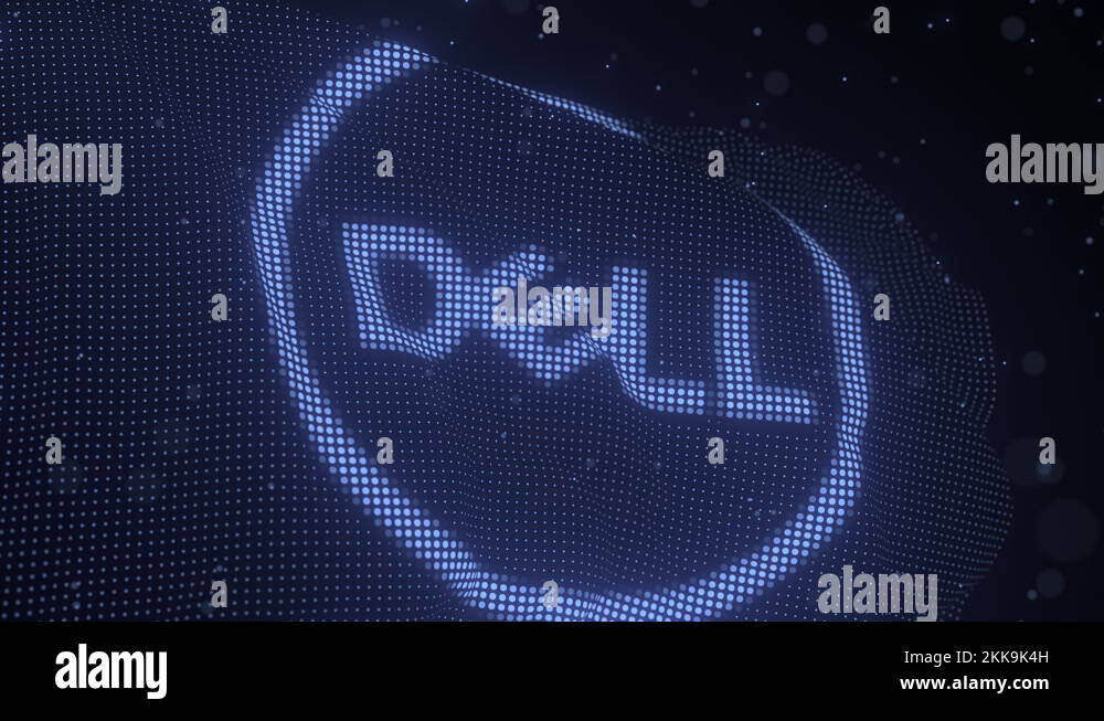 DELL logo on a waving digital flag, looping 3d animation Stock Video ...