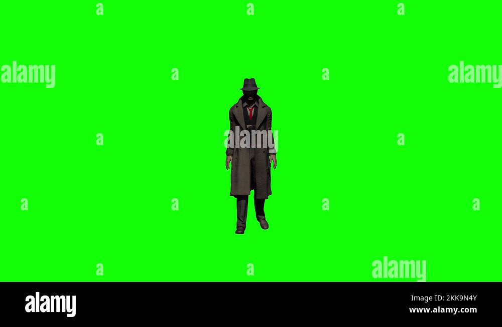 Walking Detective in Trench Coat (Green Screen Shot Stock Video Footage ...