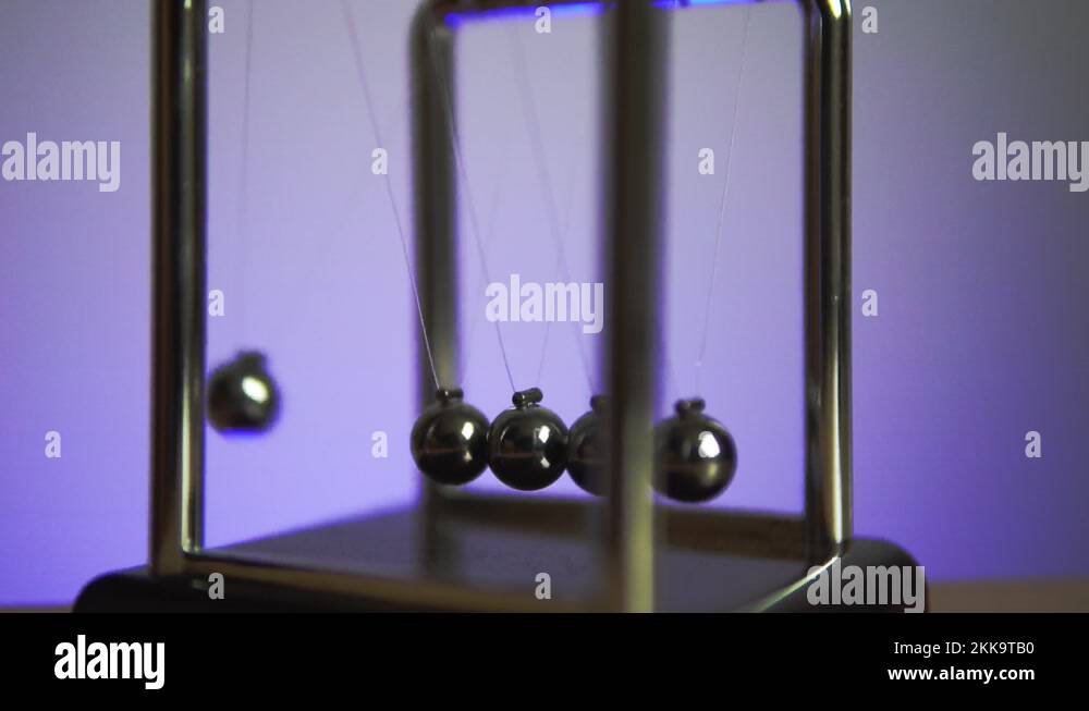 Newton's Cradle swinging metal balls. Law of Physics, pendulum Stock ...