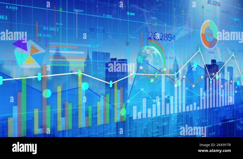 4K financial chart,Data trend hud Graph,tech city,Tableau of Market ...