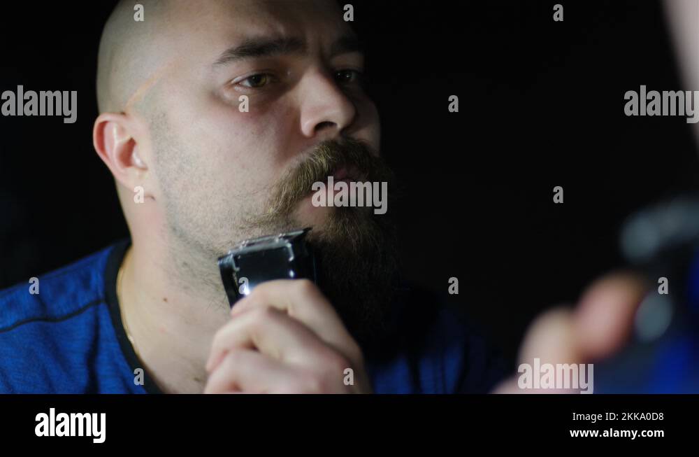 Man shaving off his beard leaving a mustache, close-up Stock Video ...