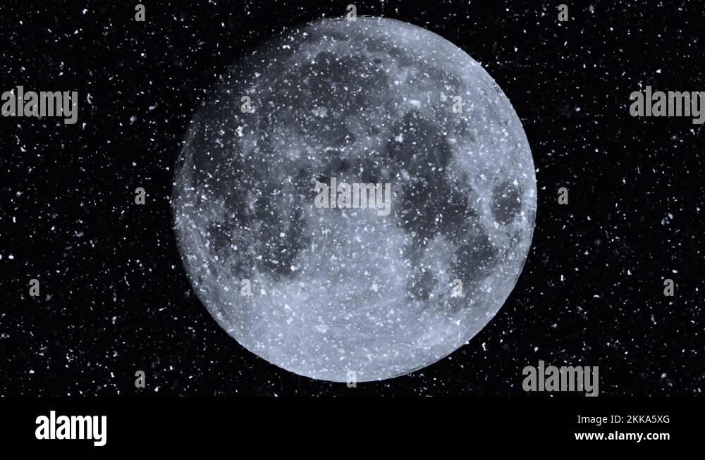 Moon in the night sky with falling snow in UHD Stock Video Footage - Alamy