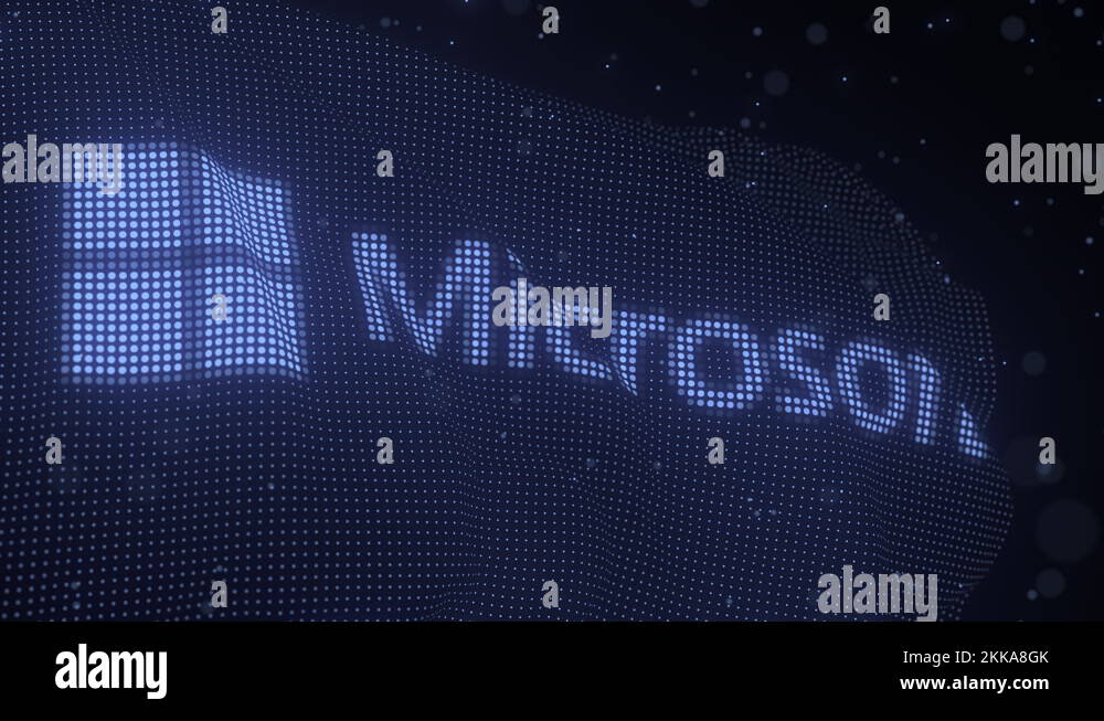 MICROSOFT logo on a waving digital flag, looping 3d animation Stock ...