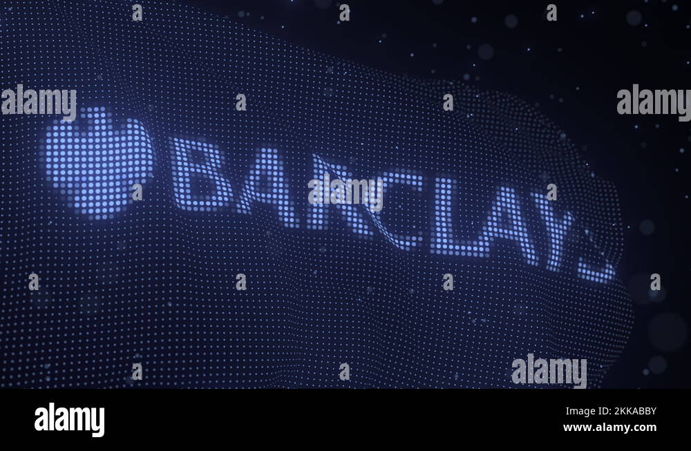 BARCLAYS logo on a waving digital flag, looping 3d animation Stock ...