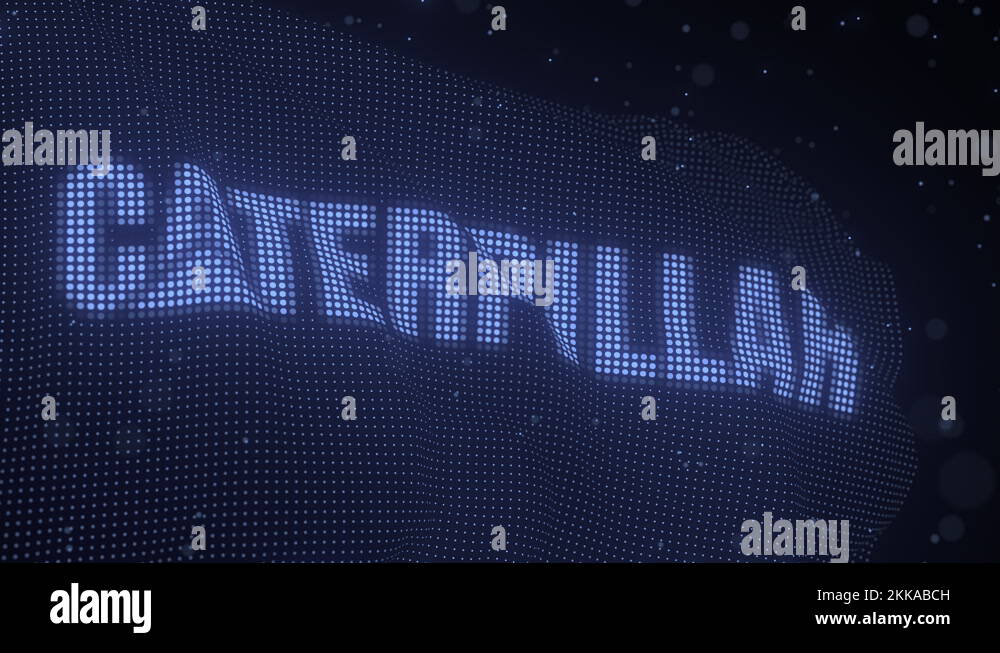 Waving digital flag with CATERPILLAR company logo, looping 3d animation ...