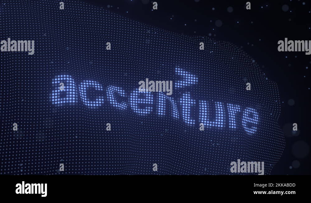 ACCENTURE logo on a waving digital flag, looping 3d animation Stock ...