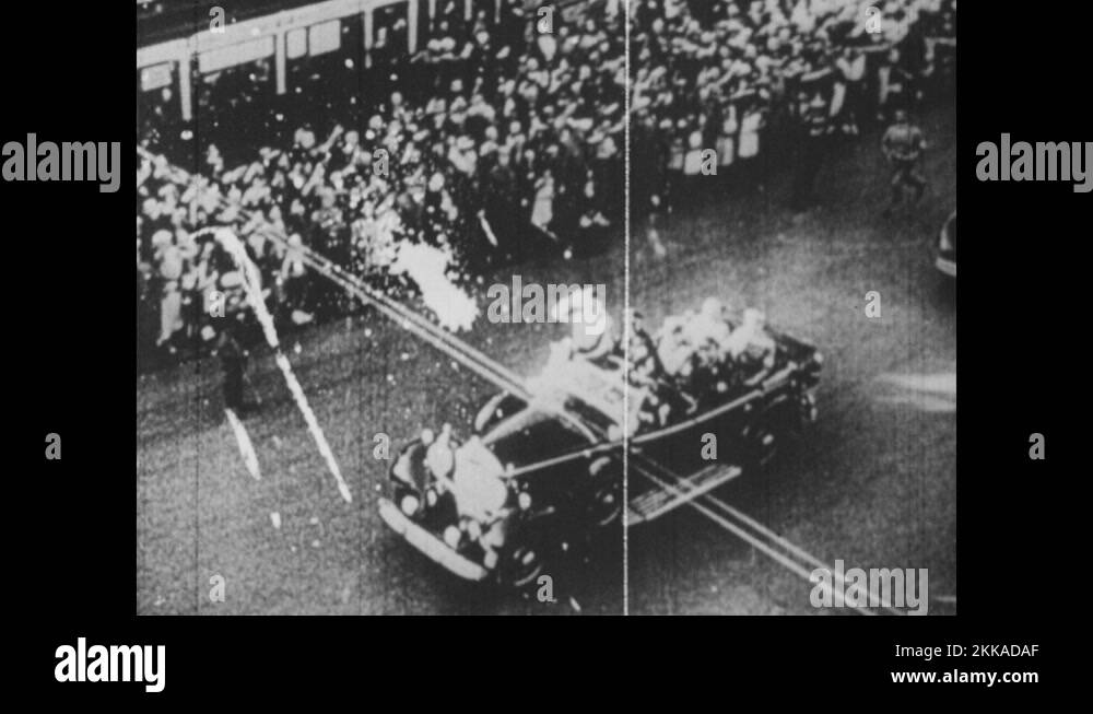 1930s: Crowd enters building. Vehicles in parade, Hitler salutes. Men ...